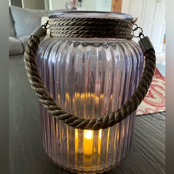 Accents | Vintage Large Purple Ribbed Glass Hurricane Candle Lantern ...
